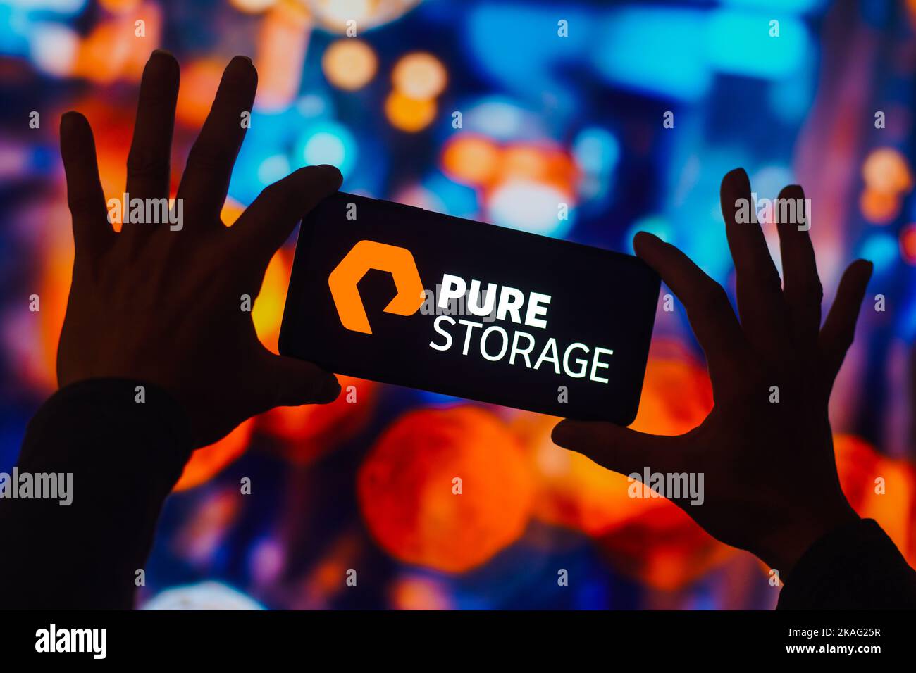 In this photo illustration, the Pure Storage logo is displayed on a ...