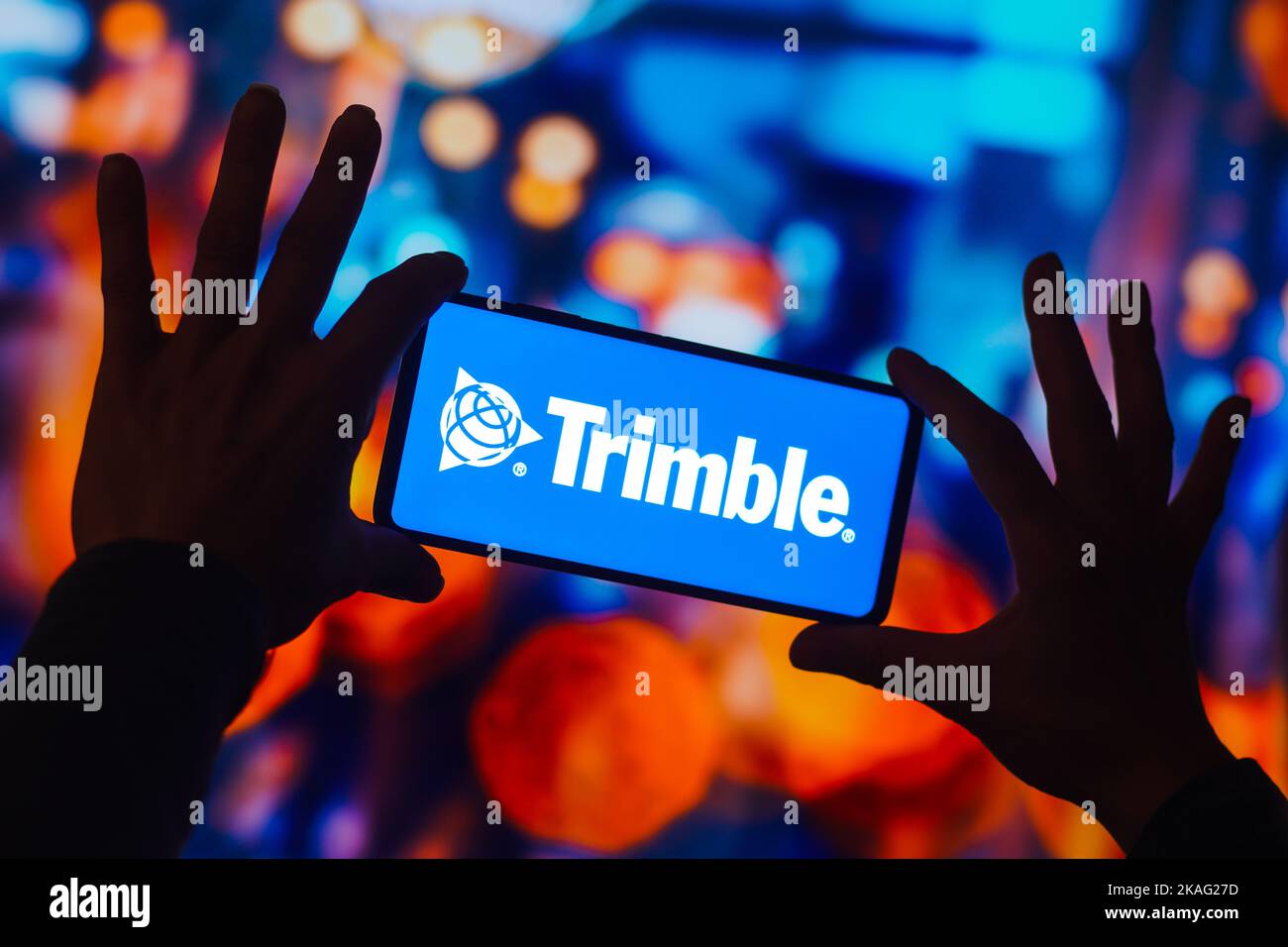 In this photo illustration, the Trimble Navigation Limited logo is ...