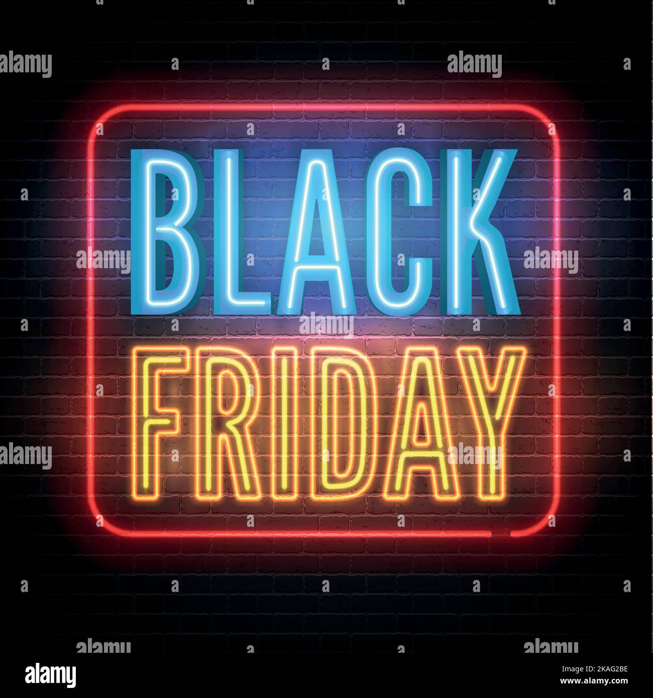Black Friday sale retro advert neon light on dark background. Luxury ...