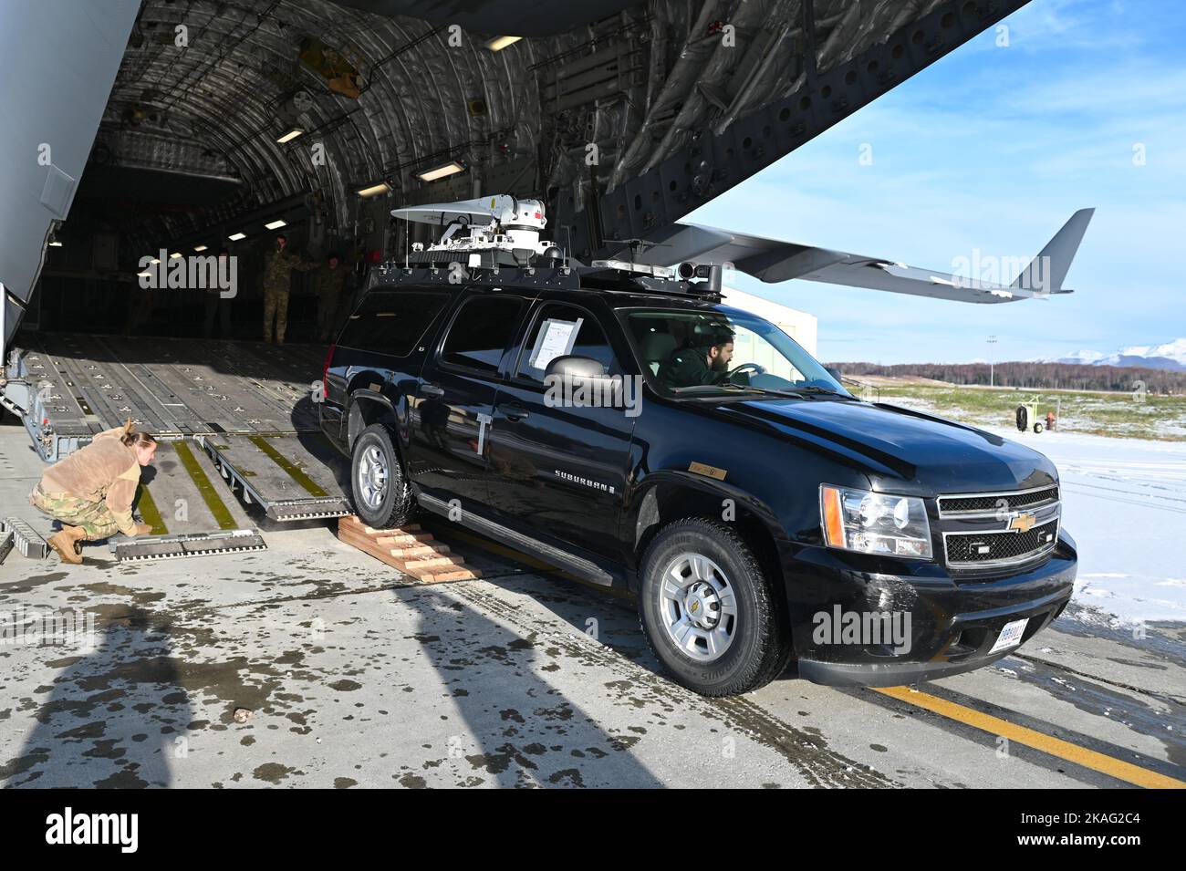 An Emergency Response Vehicle is uploaded and secured into a C-17 ...