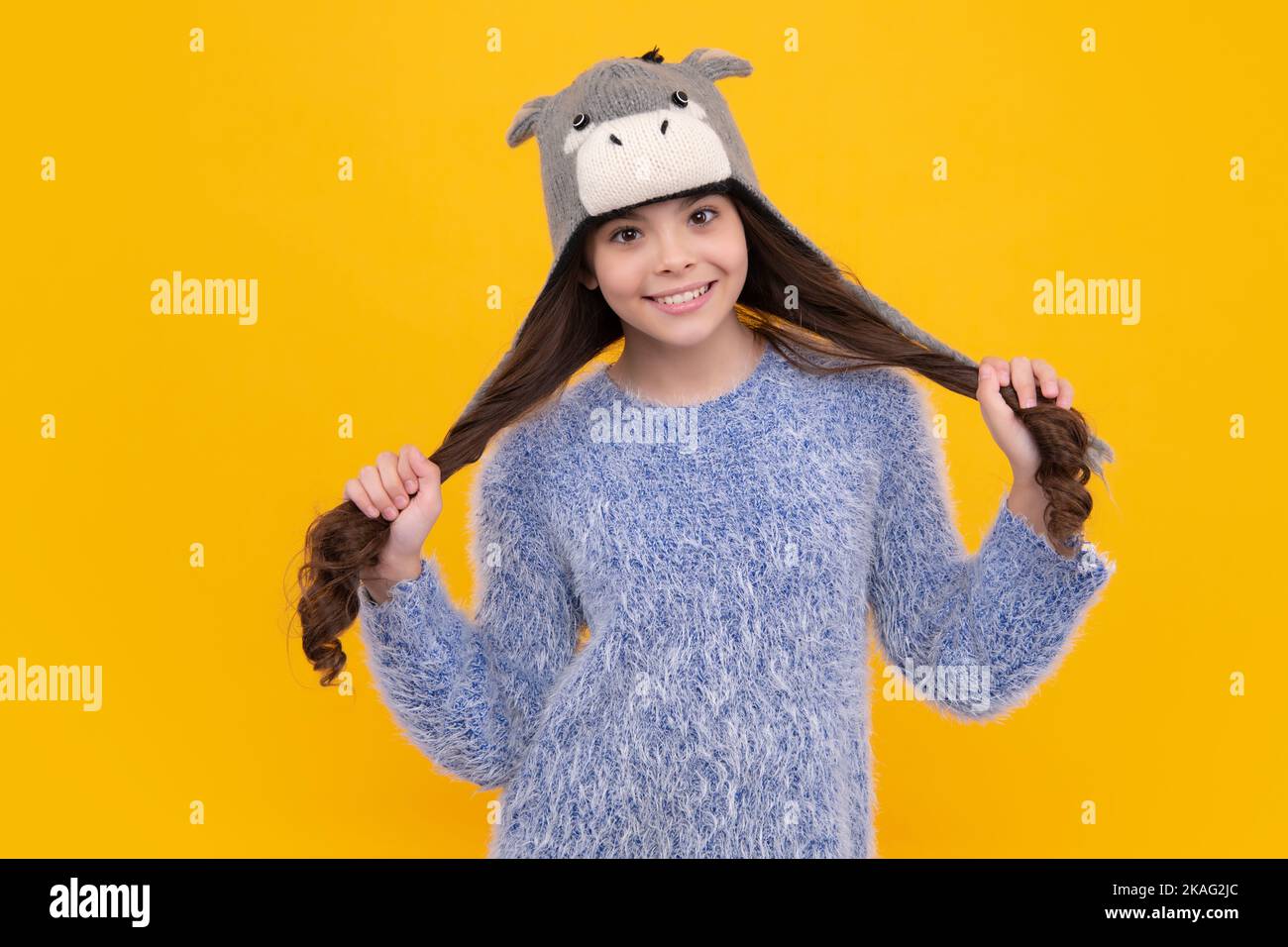 Winter hat. Cold season concept. Winter fashion accessory for children ...