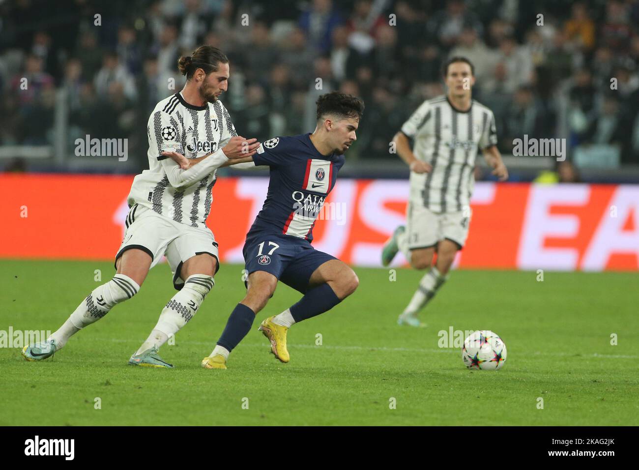 Vitinha Paris Saint Germain Vs Adrien Rabiot Juventus Fc During The