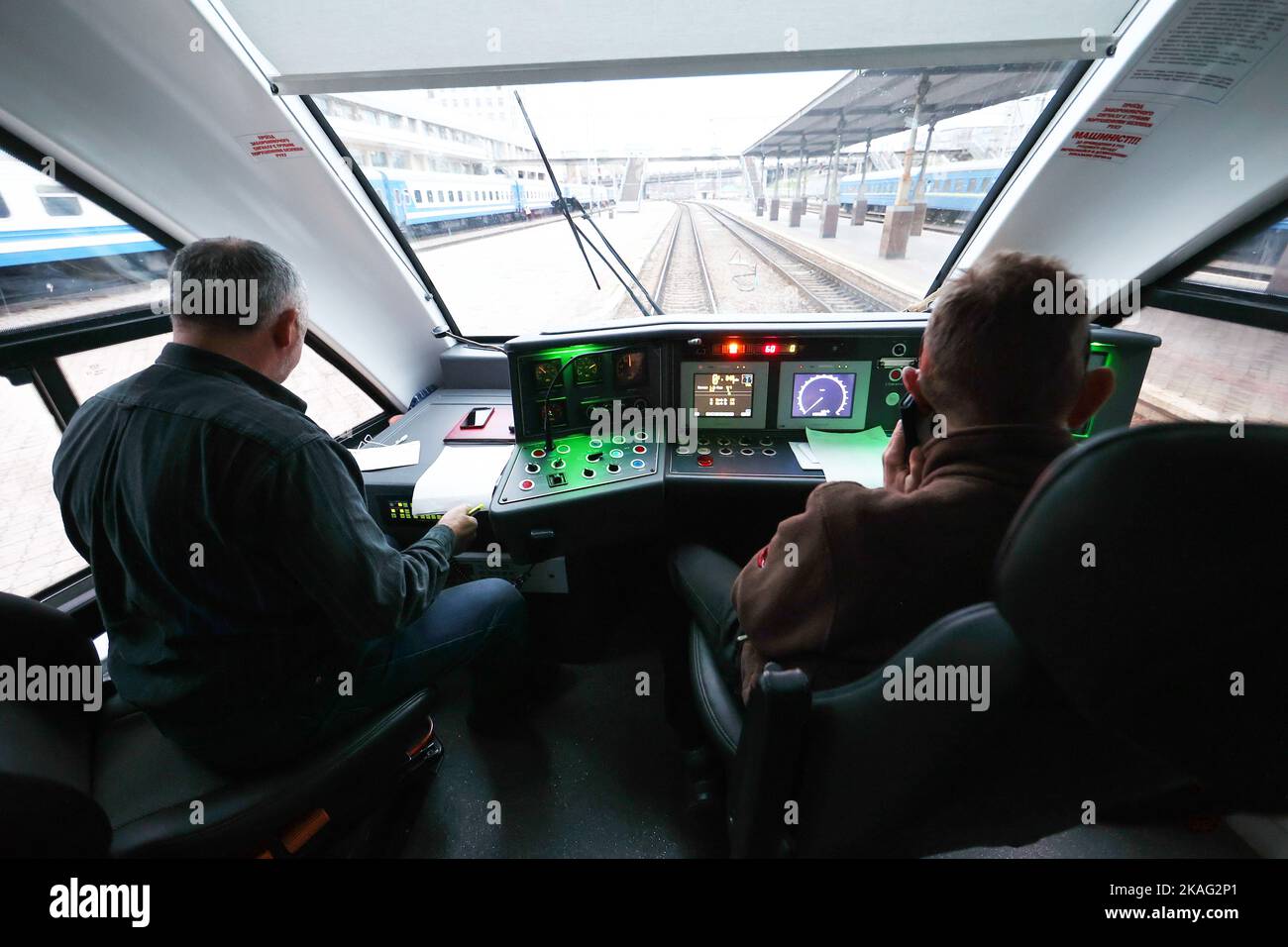 KHARKIV REGION, UKRAINE - NOVEMBER 2, 2022 - Crew members drive the ...