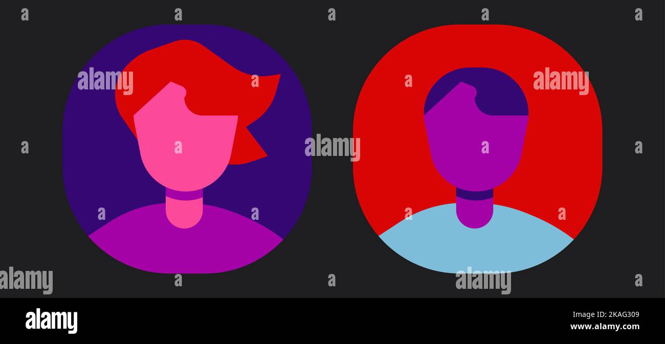 Male and Female Avatars for UI - UX design, minimalist flat style Stock ...