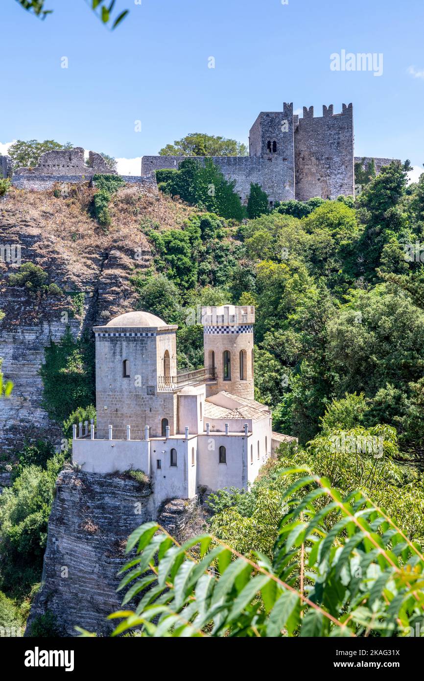 Erice, Sicily, Italy - July 10, 2020: View of Torretta Pepoli and ...