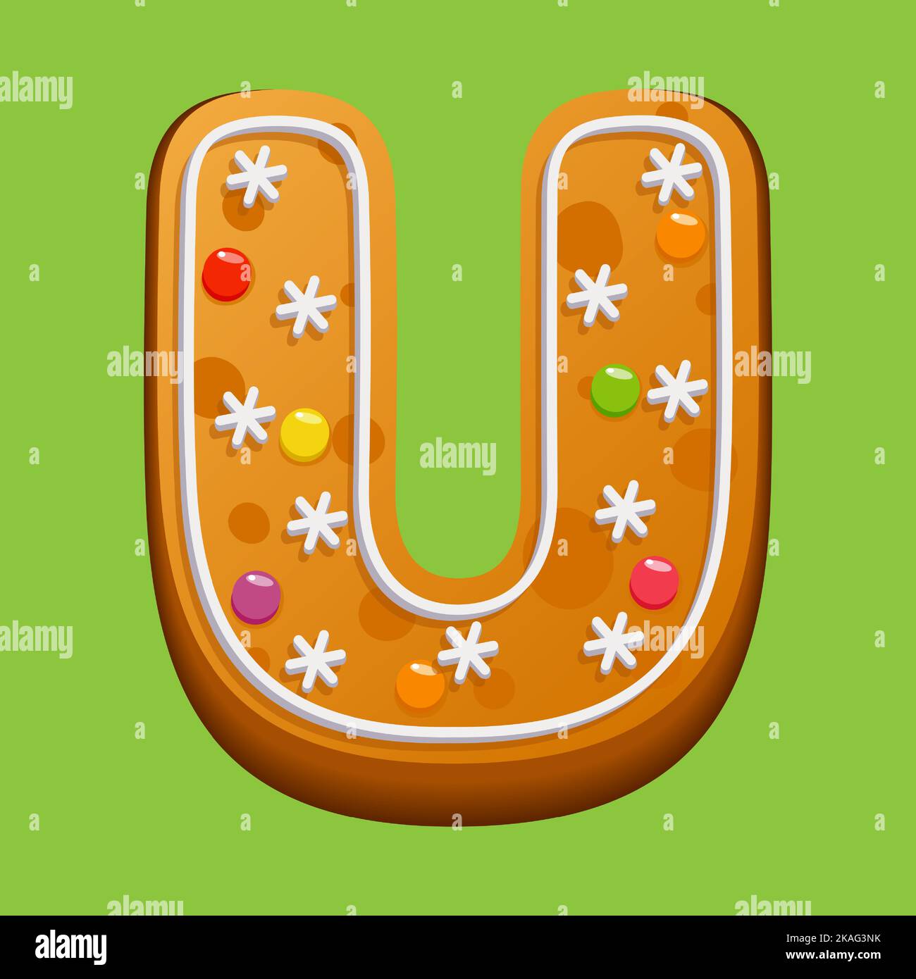 Christmas gingerbread cookie. Gingerbread letter U. Homemade winter ...