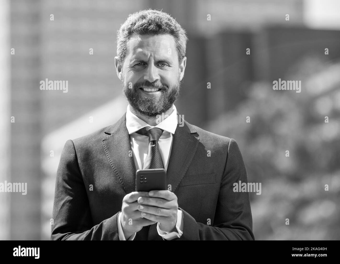 modern communication technology. man blogger use smartphone Stock Photo ...