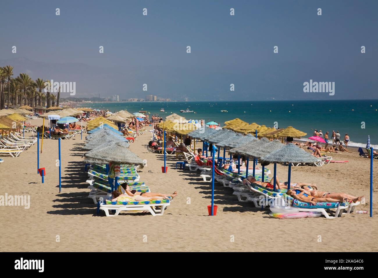 Beach atlantic ocean sunbathers umbrellas hi-res stock photography and ...