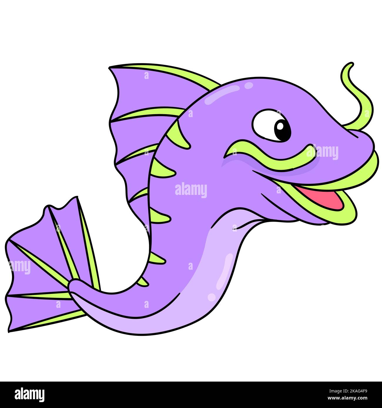 A cartoon doodle of a giant catfish swimming around Stock Vector Image ...