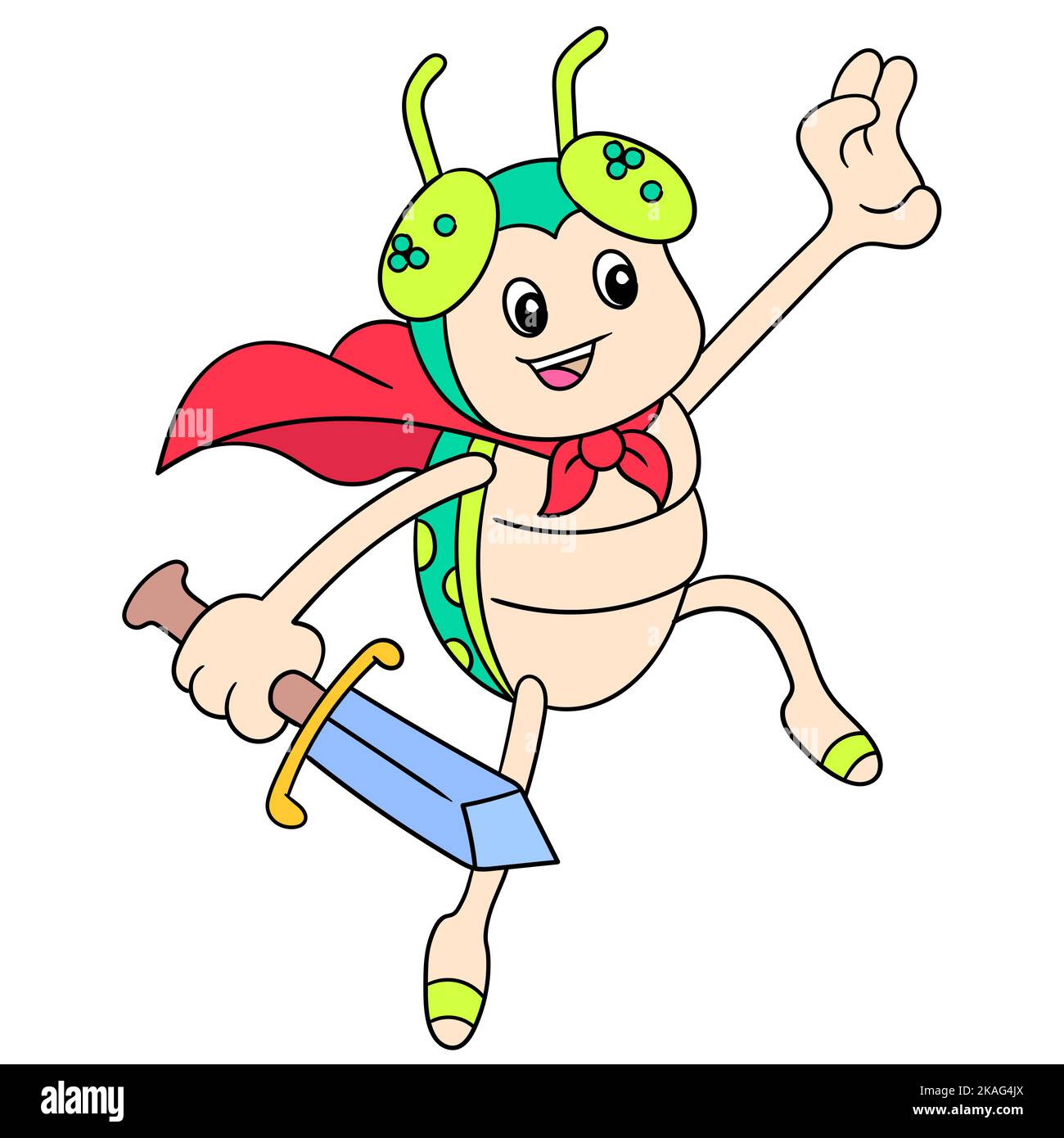A cartoon doodle of a beetle with a sword Stock Vector Image & Art - Alamy
