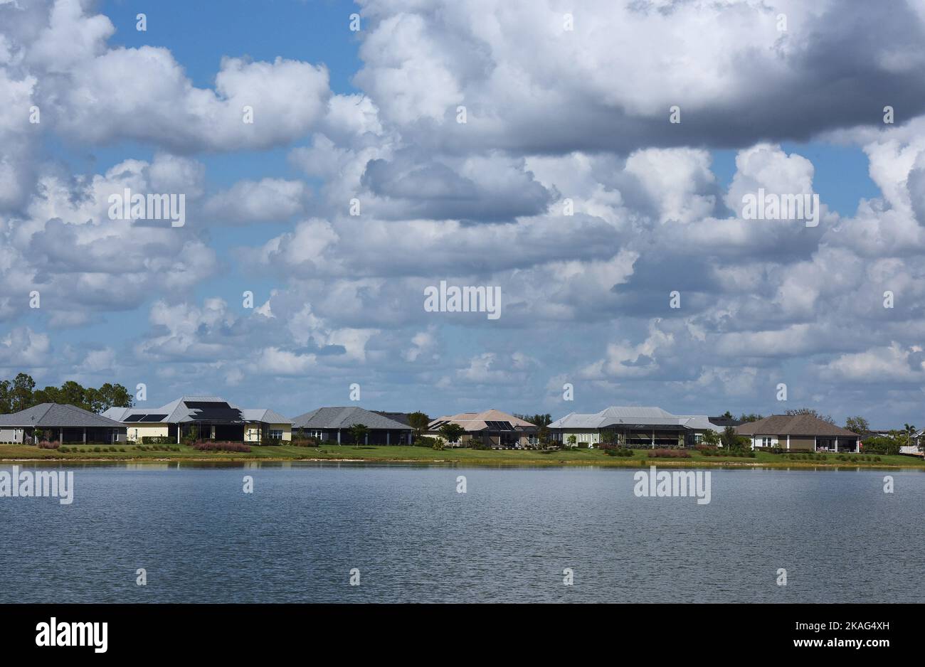 Babcock Ranch, Florida, USA. 31st Oct, 2022. Homes are seen by a lake ...