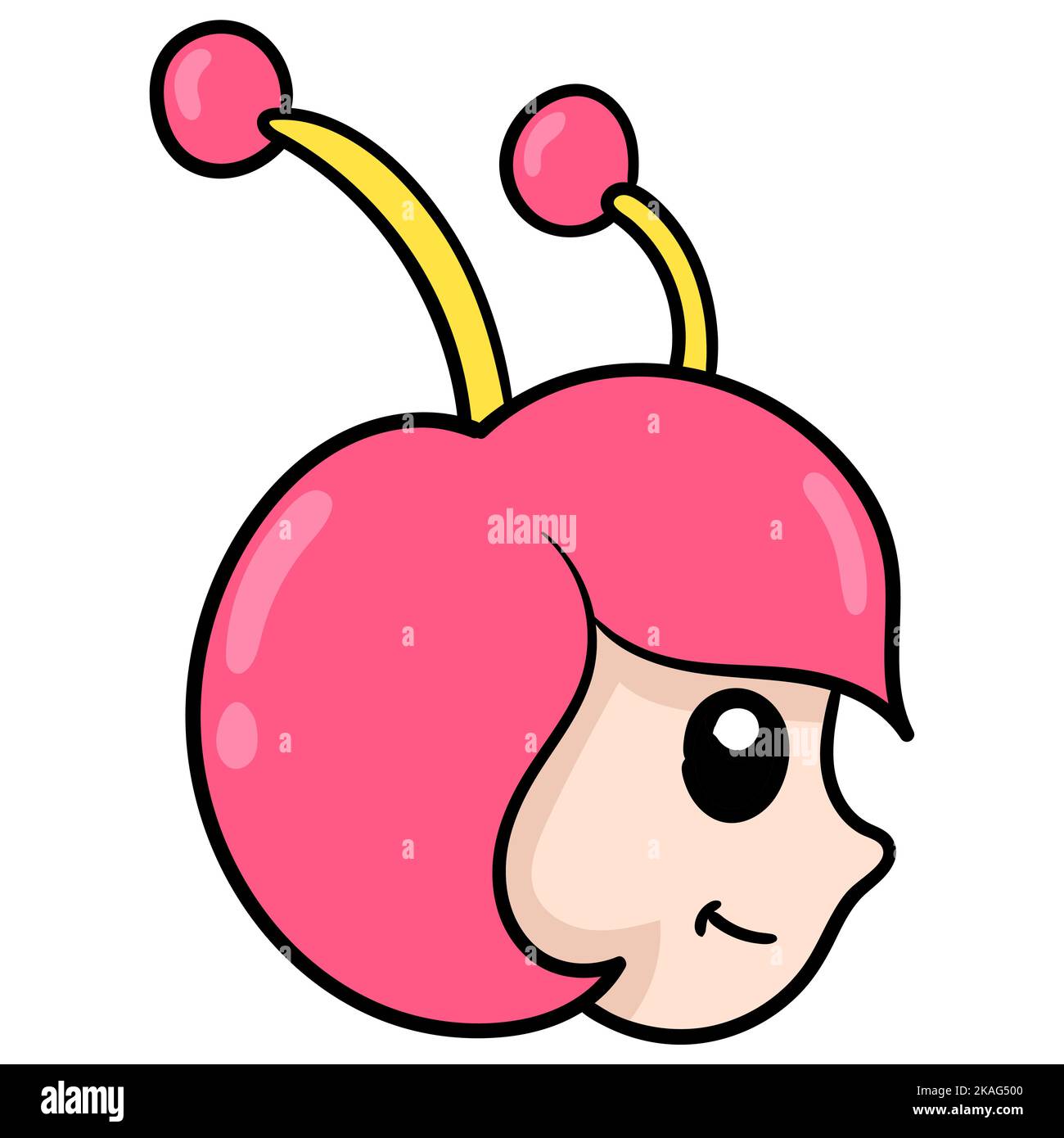 A cartoon doodle of a smiling fairy with pink hair Stock Vector Image ...