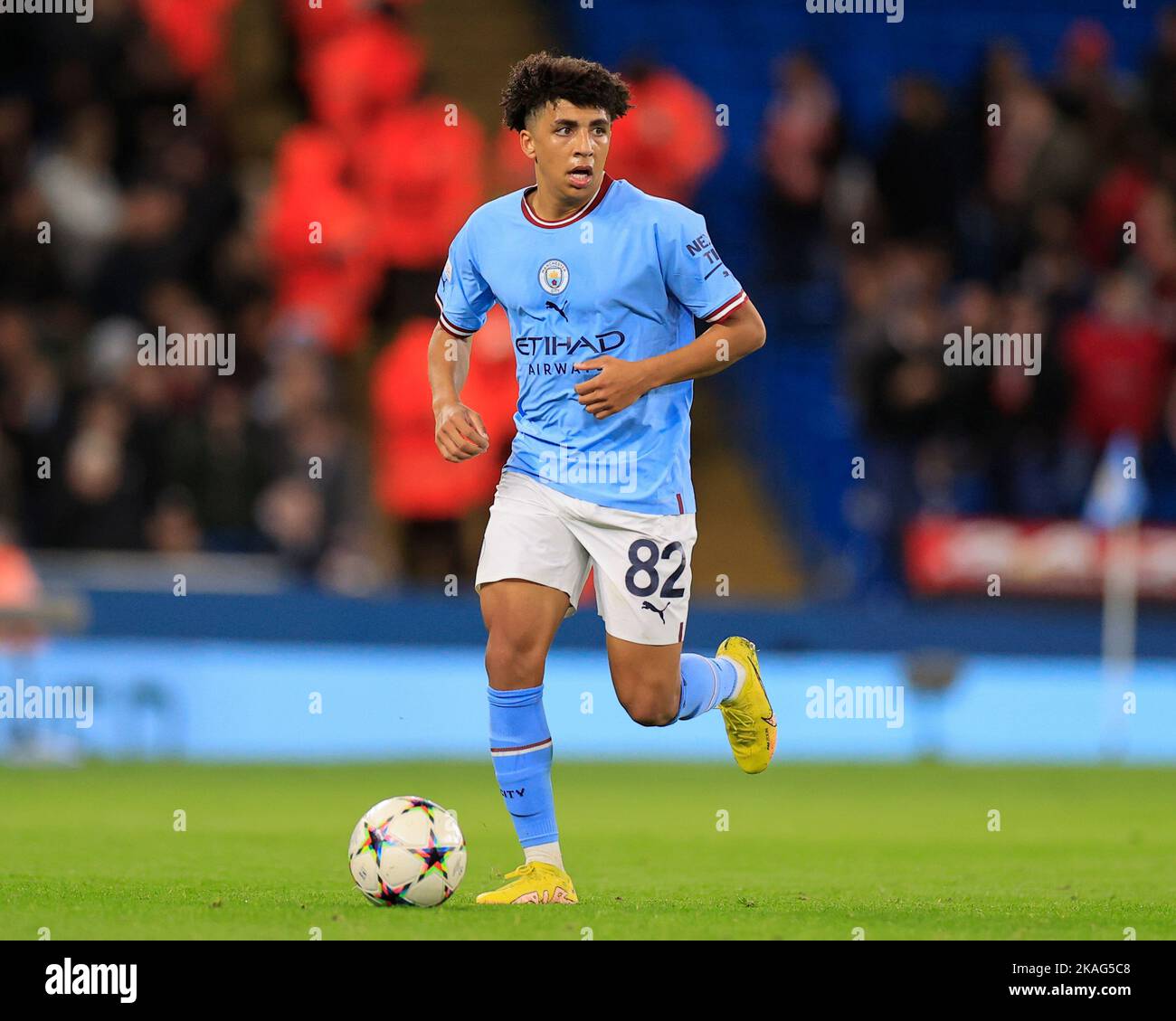 Rico Lewis #82 of Manchester City during the UEFA Champions League ...