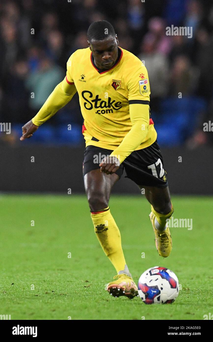 Ken Sema #12 of Watford during the Sky Bet Championship match Cardiff ...