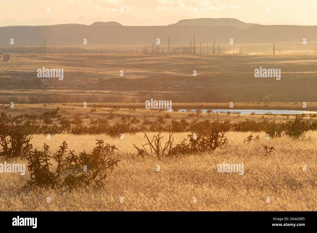 Golden early evening glow on Fountain Valley Power facility from ...