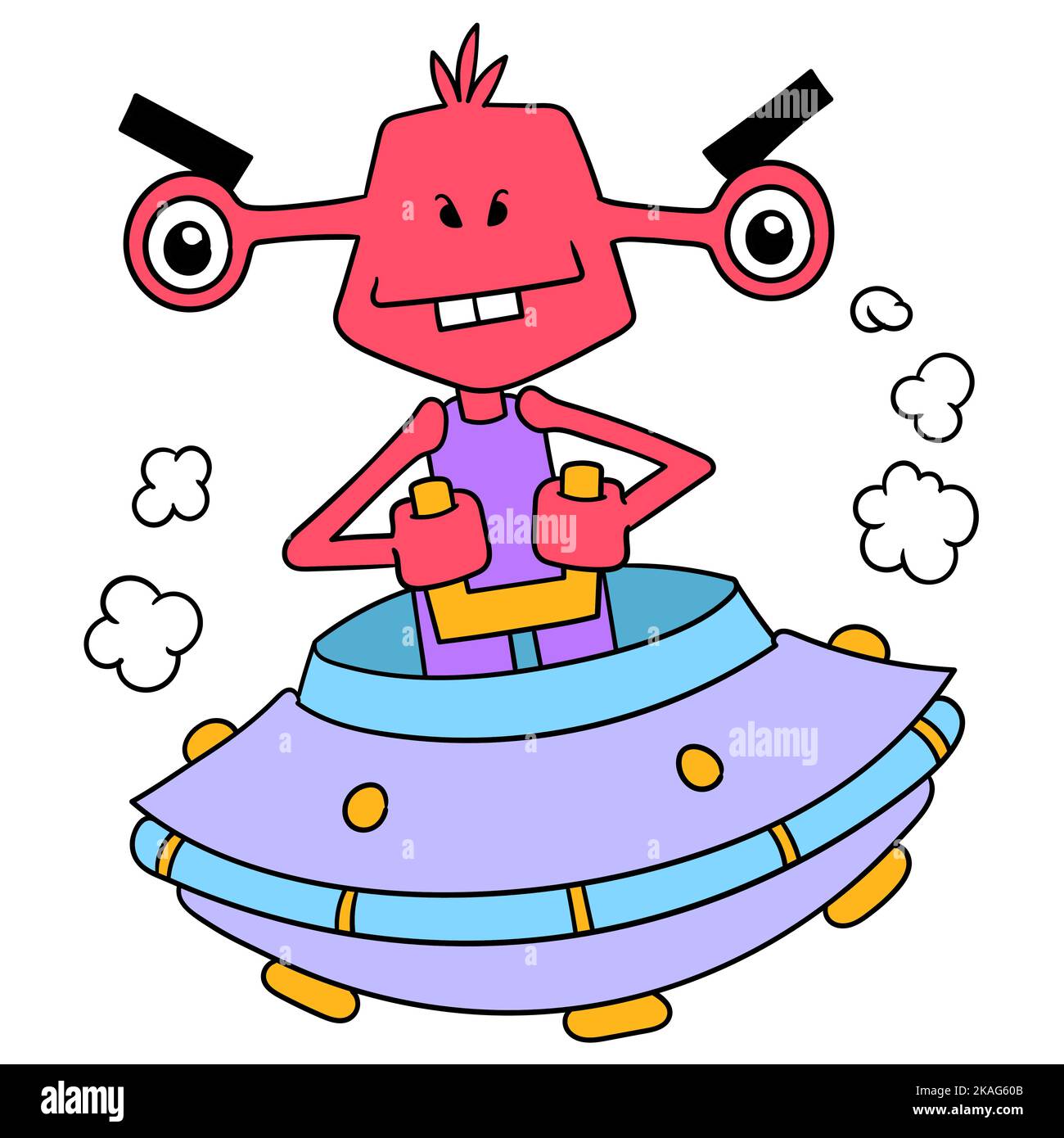 A cartoon doodle of an alien in a spaceship Stock Vector Image & Art ...