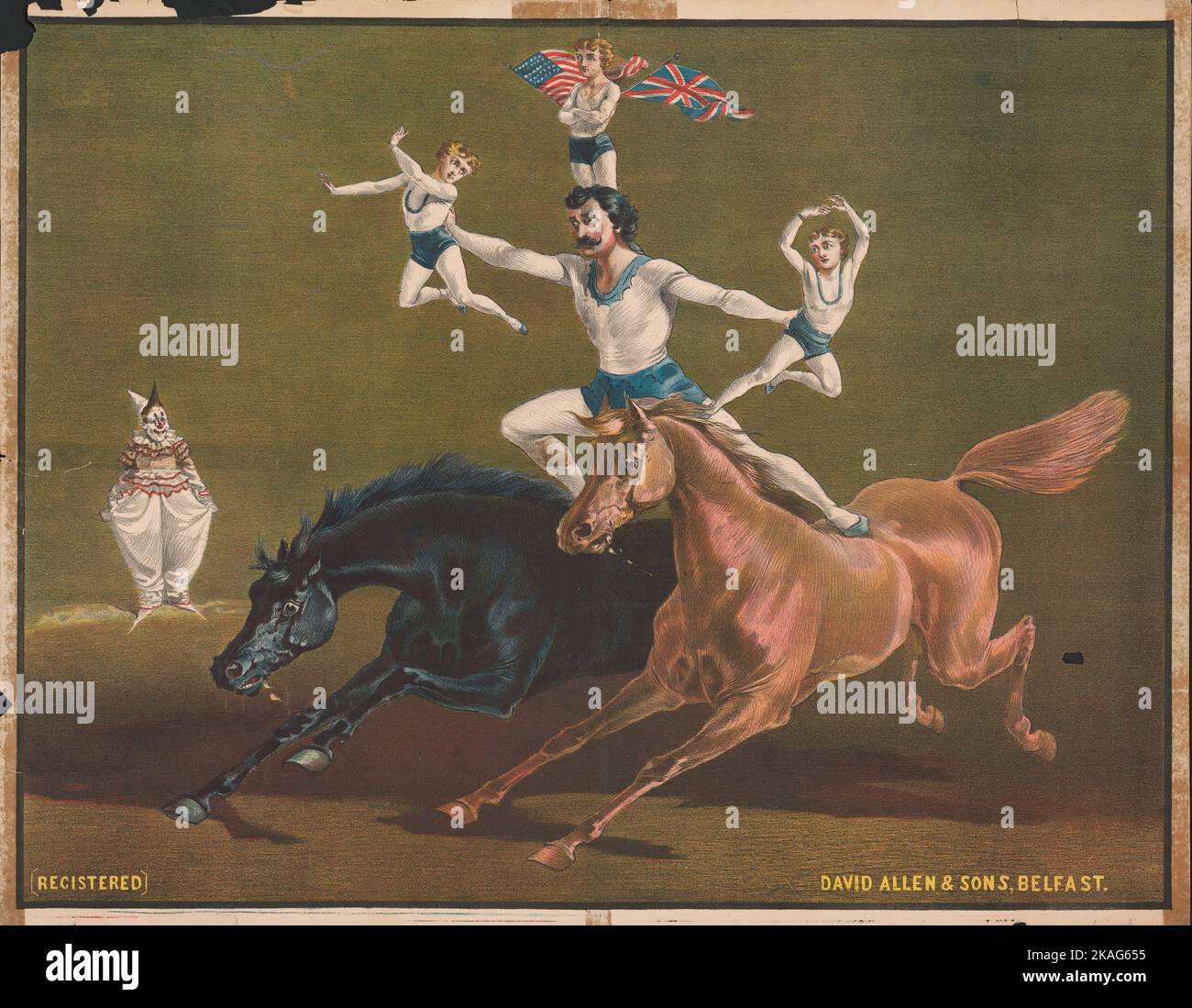 Old Circus poster - Circus performers - Acrobats on horseback 1860 ...