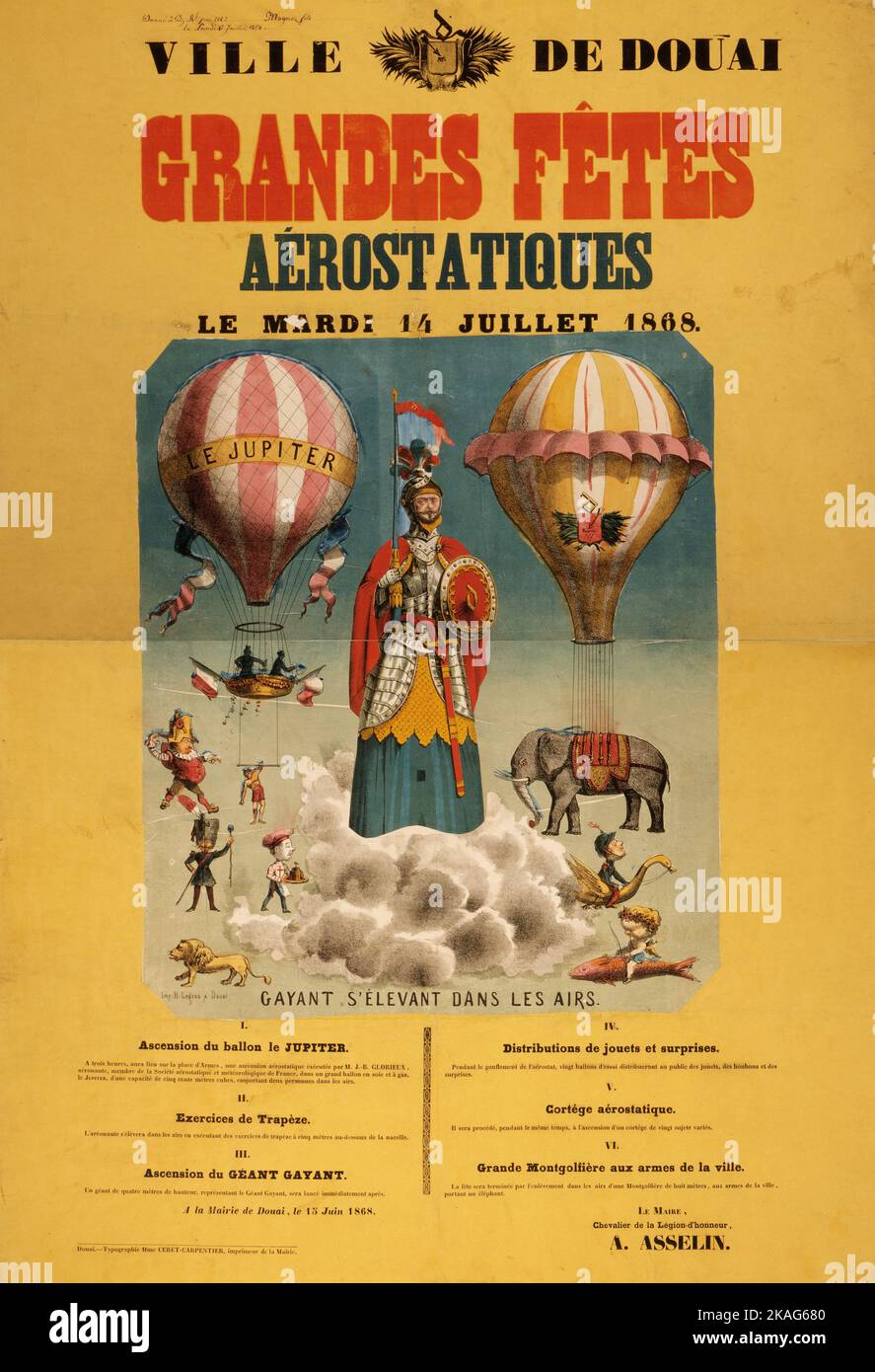 French Balloon poster - Grandes fêtes aérostatiques le mardi 14 juillet ...