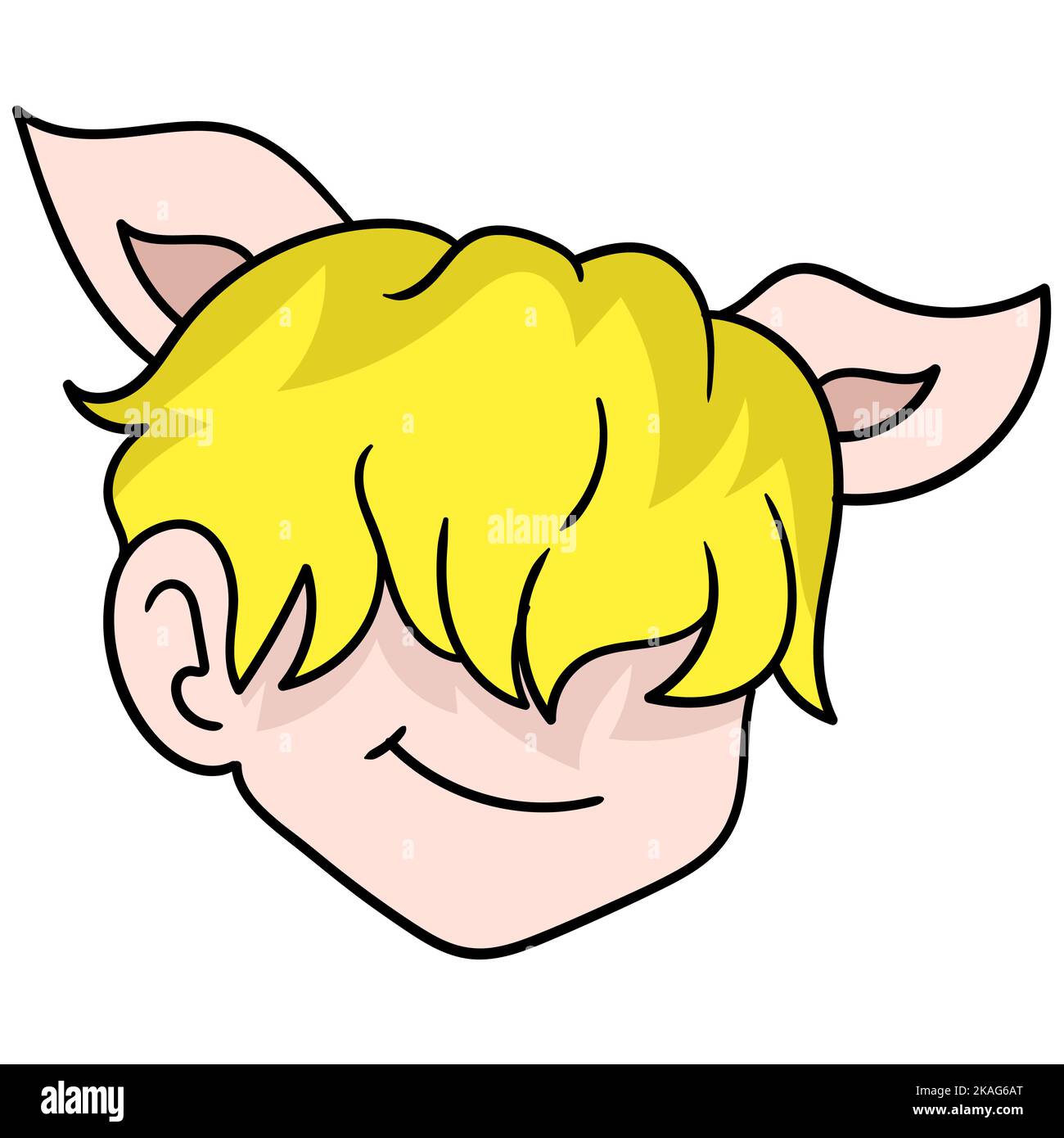 A cartoon doodle of a smiling blond boy with ears Stock Vector Image ...