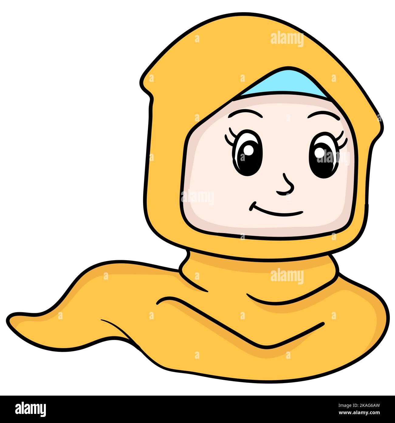 A cartoon doodle of a cute smiling woman with a hijab Stock Vector ...