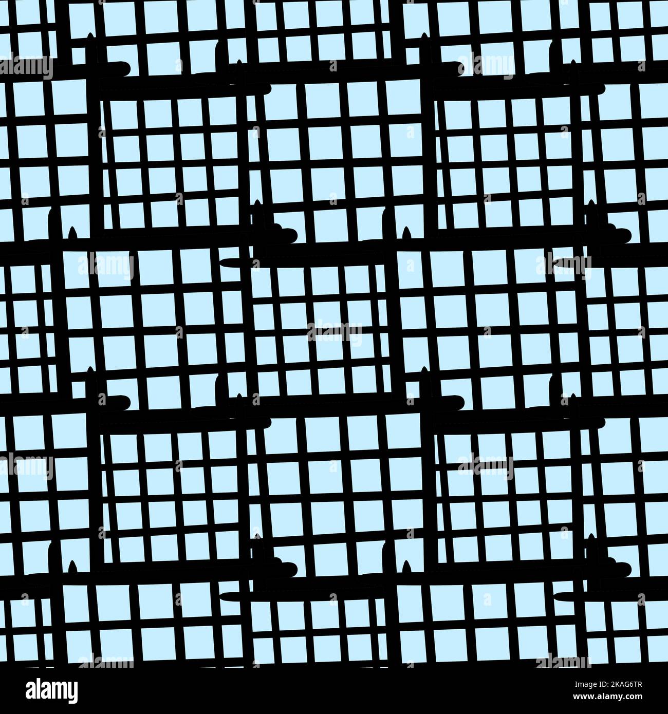 A seamless black pattern background on light blue background, textile ...