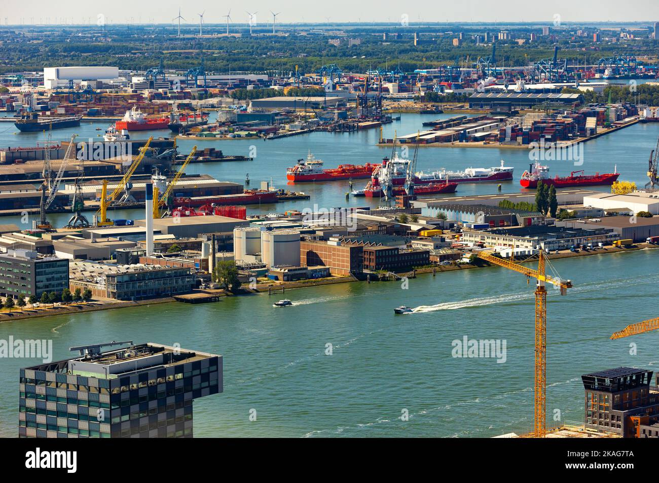 Aerial view of Rotterdam seaport on sunny summer day, Netherlands Stock ...