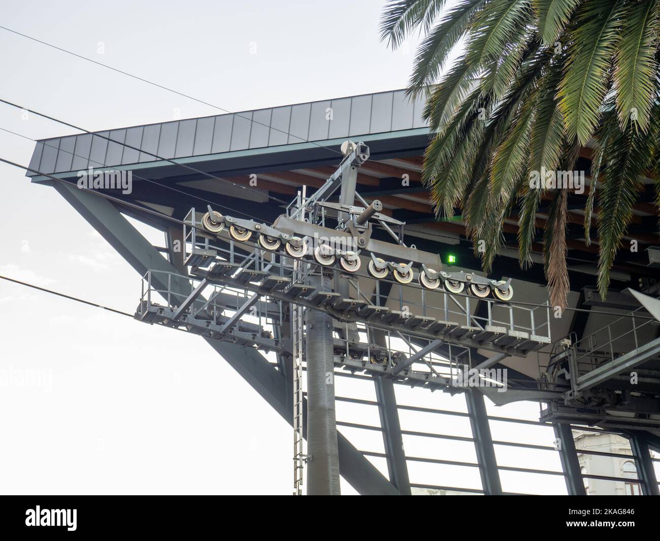 Cable car mechanism. Technology. Lifting mechanism. Fanicular engine ...