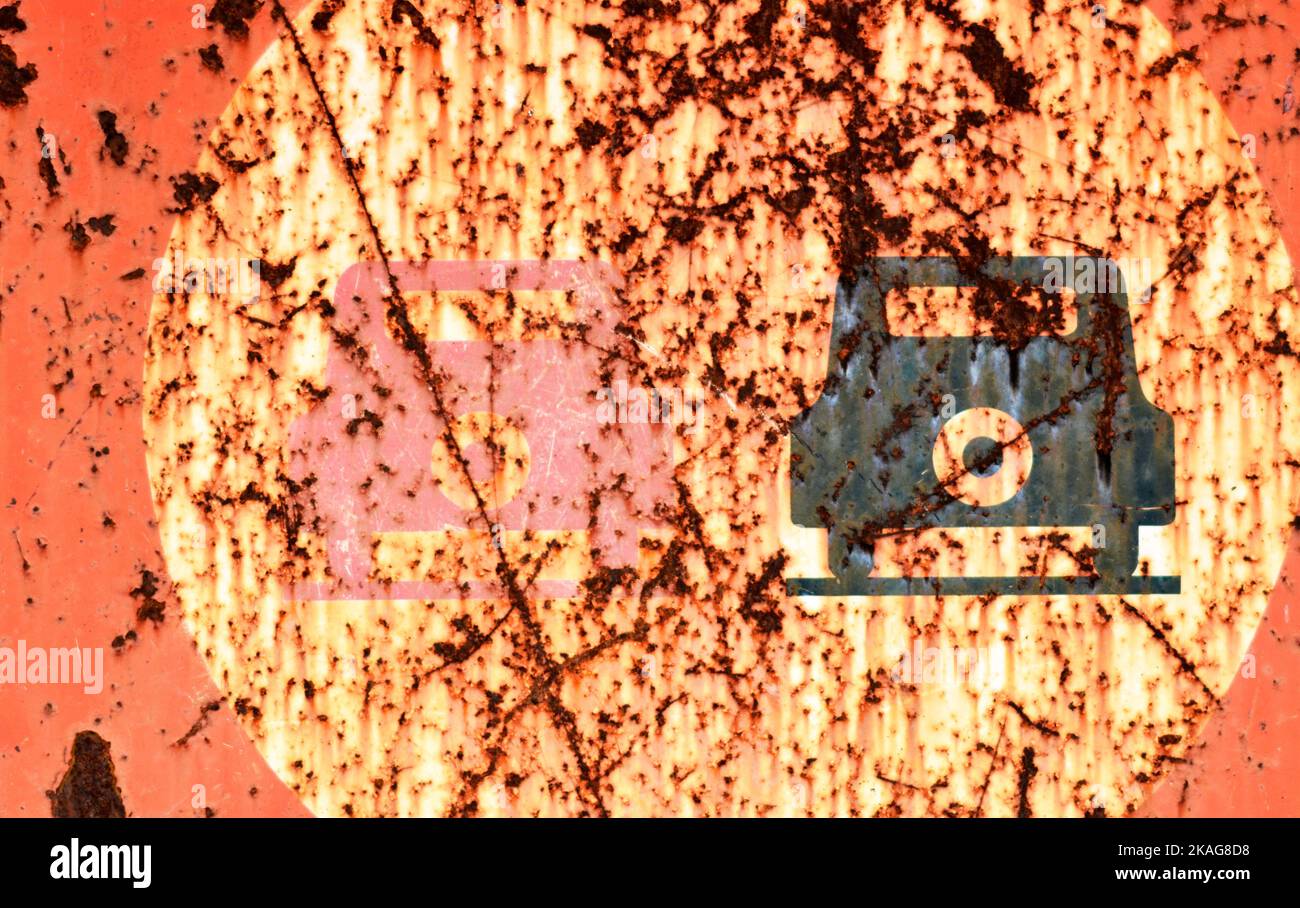 vintage rusting aage patinated road sign Stock Photo - Alamy