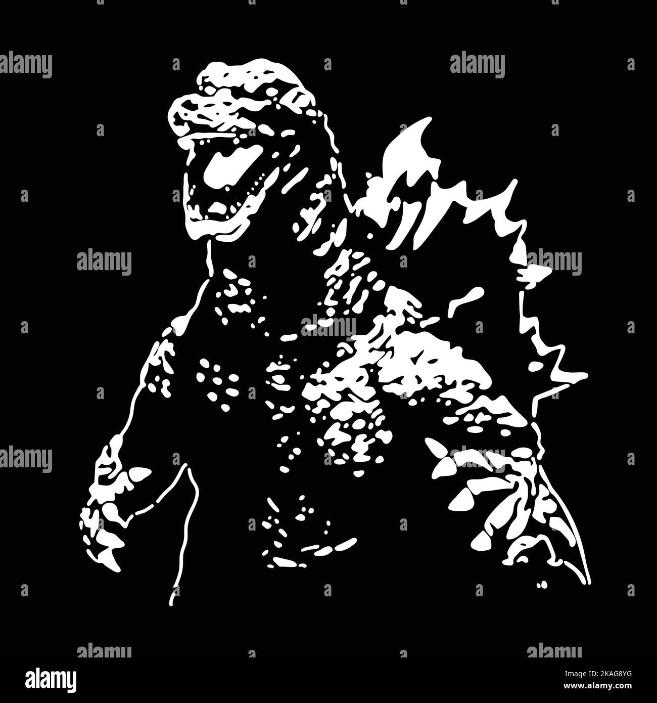 Godzilla illustration Black and White Stock Photos & Images - Alamy