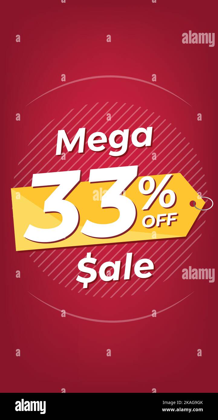 33% off. Red discount banner with thirty-three percent. Advertising for ...