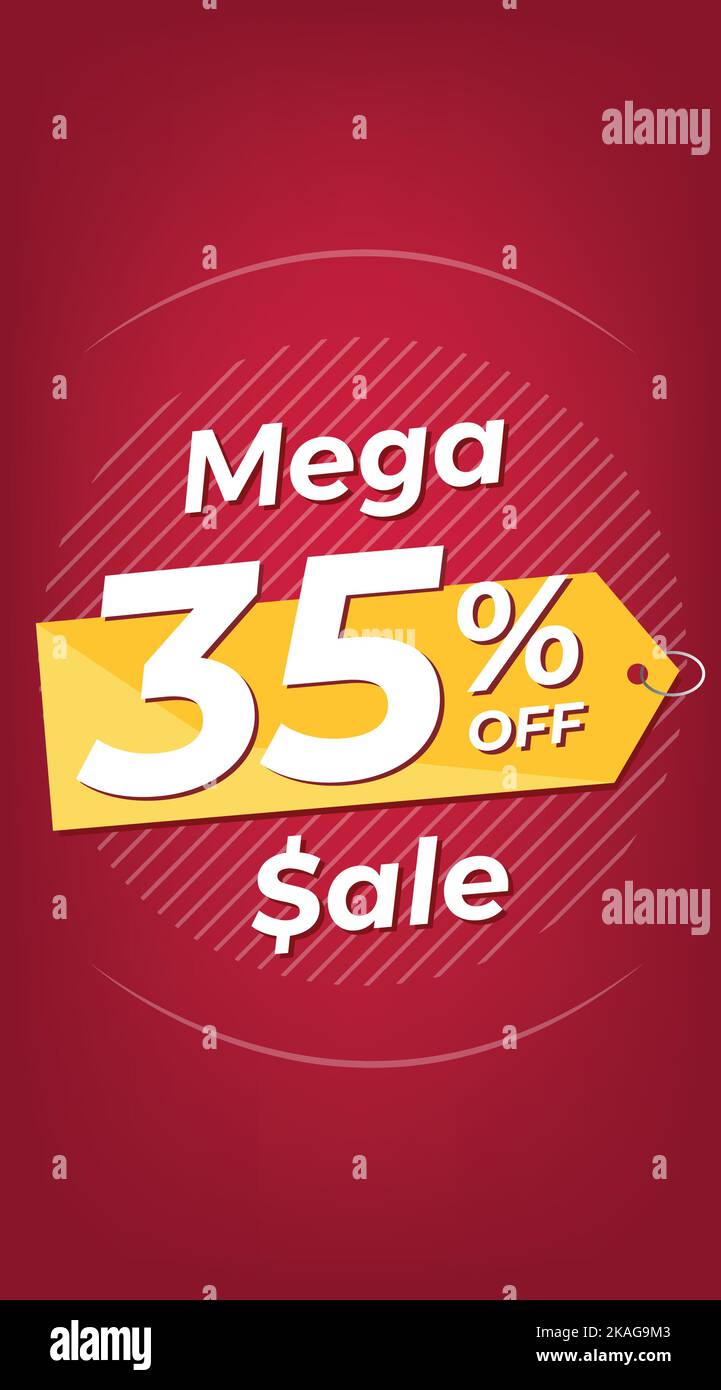 35% off. Red discount banner with thirty-five percent. Advertising for ...