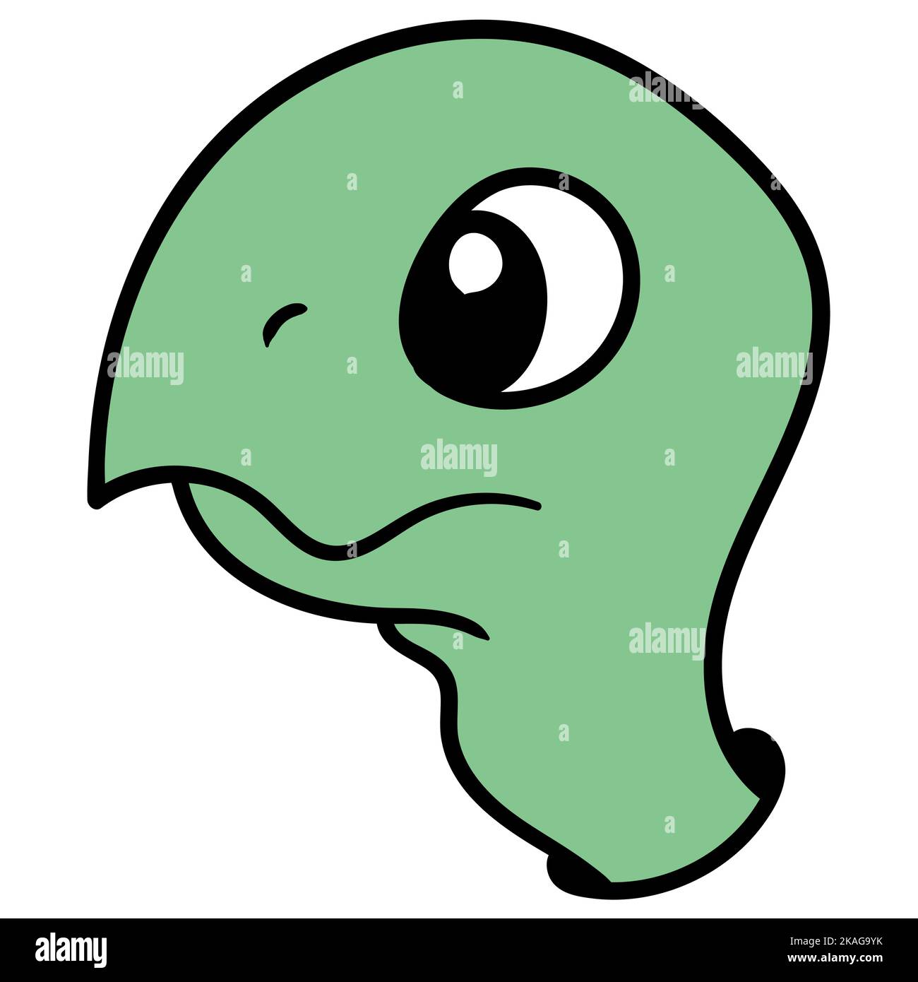 An editable cute doodle of a turtle head with big eyes, cartoon ...