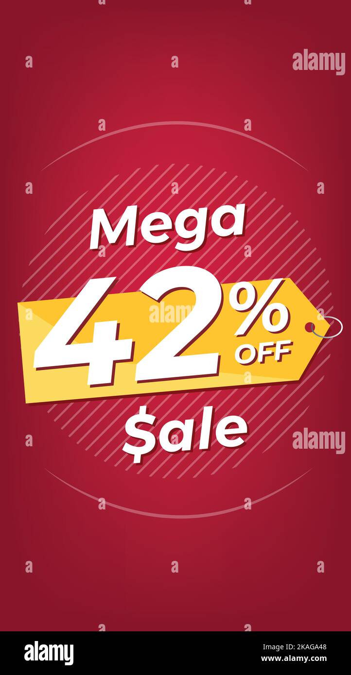 42% off. Red discount banner with forty-two percent. Advertising for ...