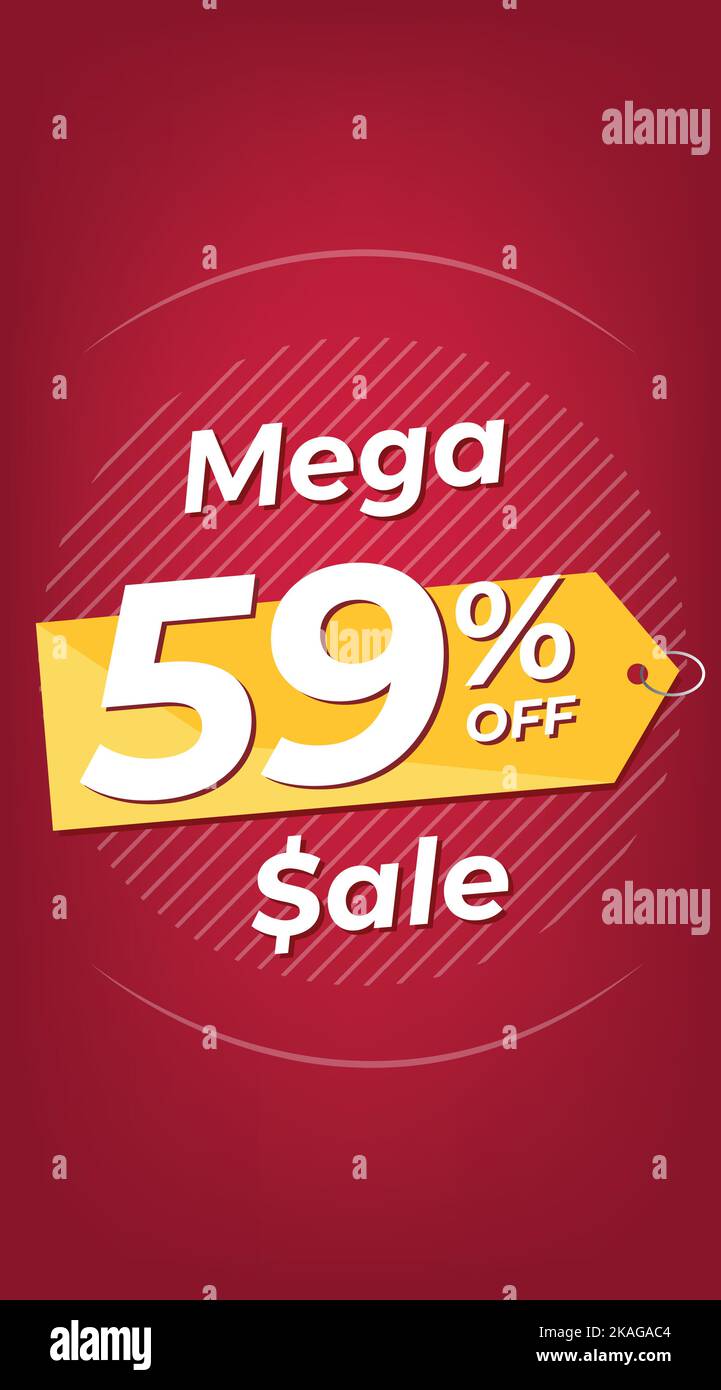 59% off. Red discount banner with fifty-nine percent. Advertising for ...