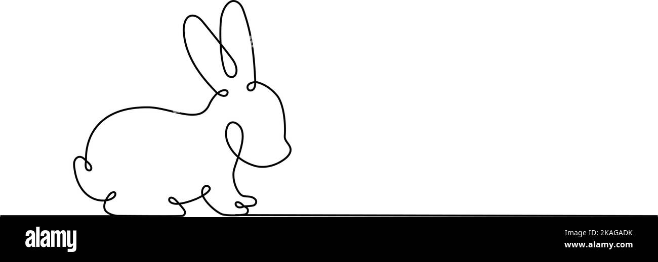Rabbit one line continuous drawing. Hare continuous one line ...