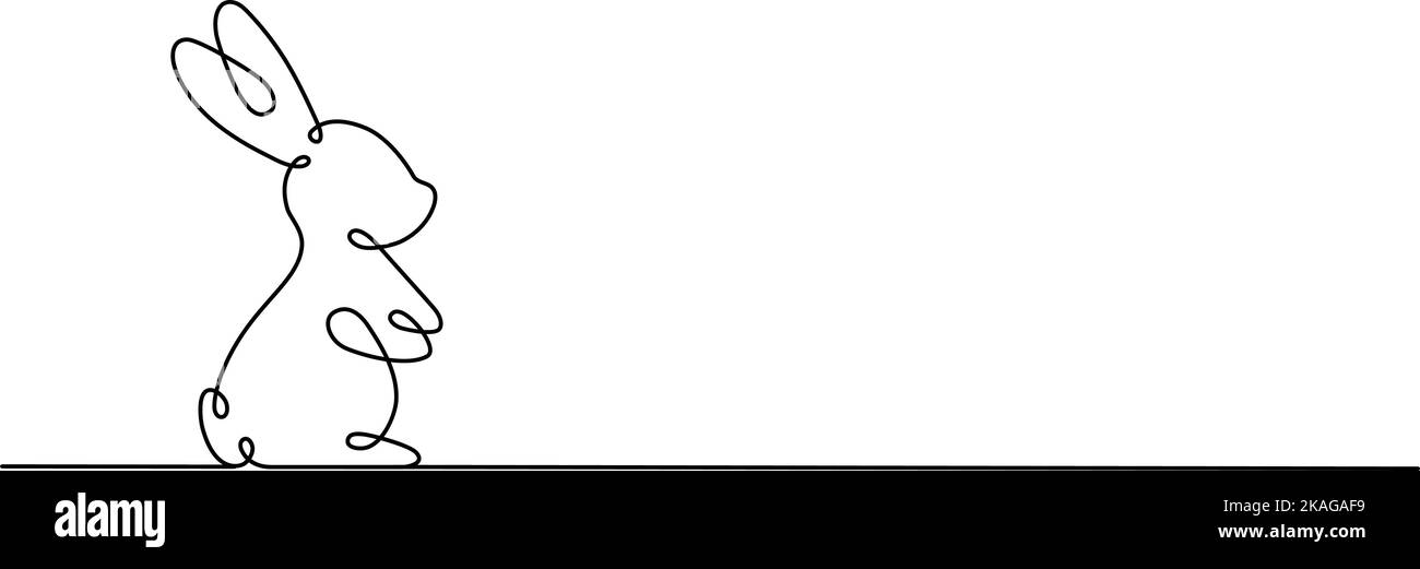 Rabbit one line continuous drawing. Hare continuous one line ...