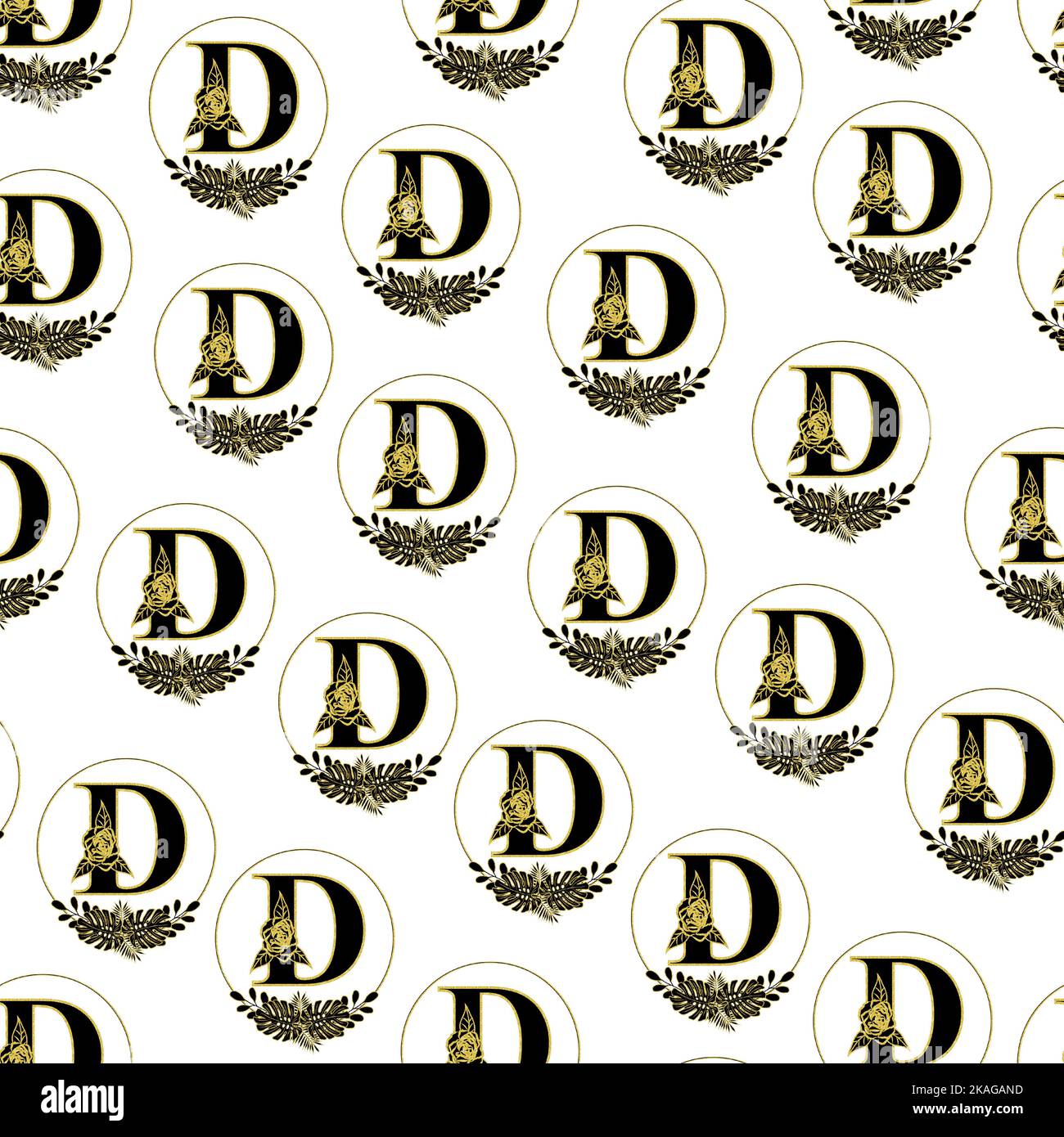 Pattern with monogram D. Repeating pattern with letter D. Seamless ...