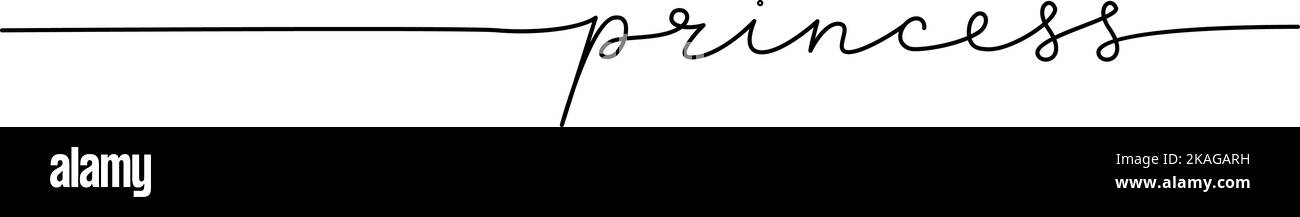 Princess word - continuous one line with word. Minimalistic drawing of ...