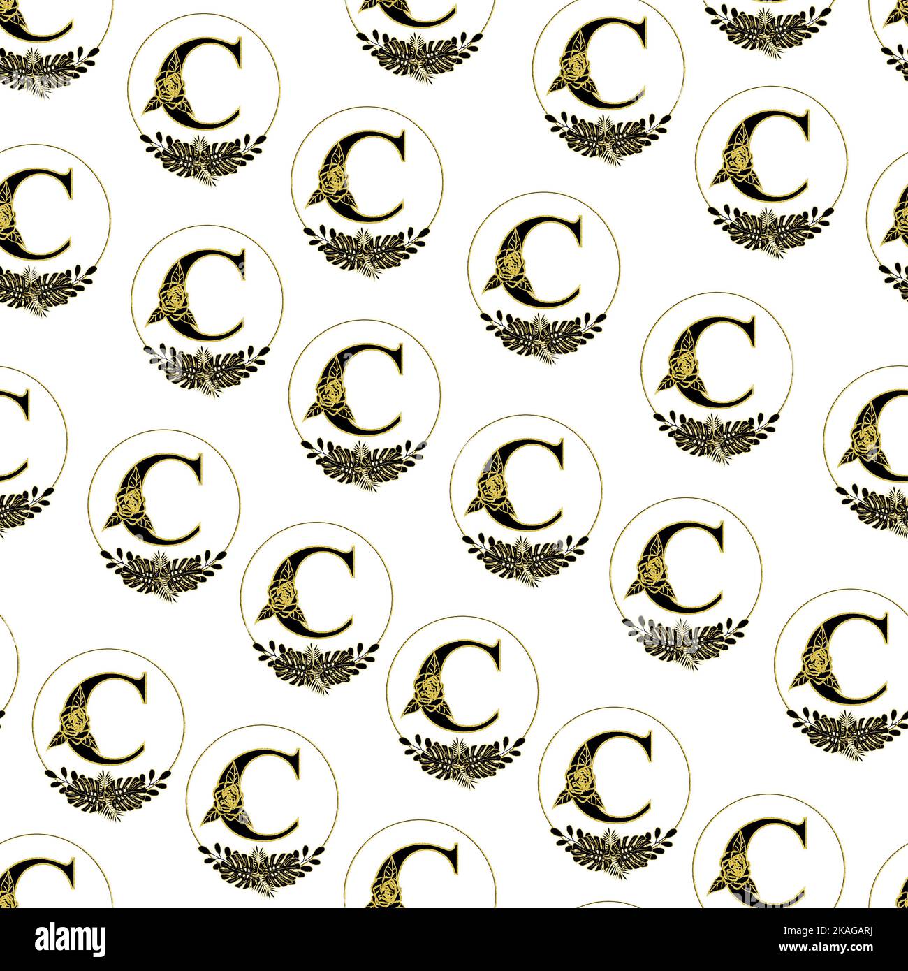 Pattern with monogram C. Repeating pattern with letter C. Seamless ...