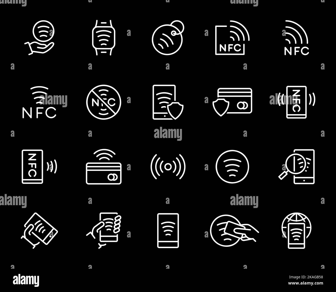 Set of NFC payment icons. Wireless pay, near field communication, NFC, contactless payment and ...