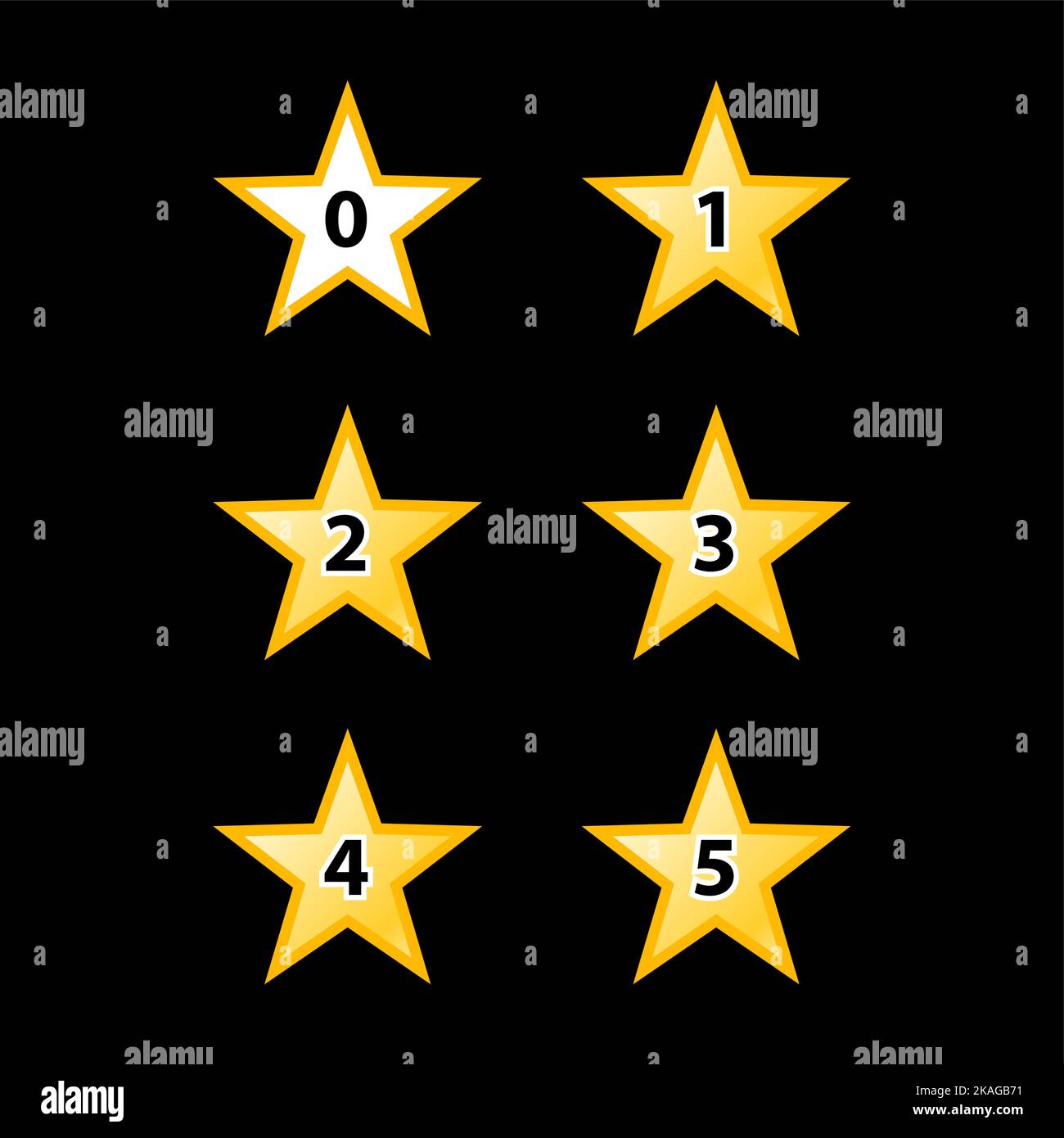 Simple Stars Rating. Yellow Shapes on Black Background Stock Vector ...