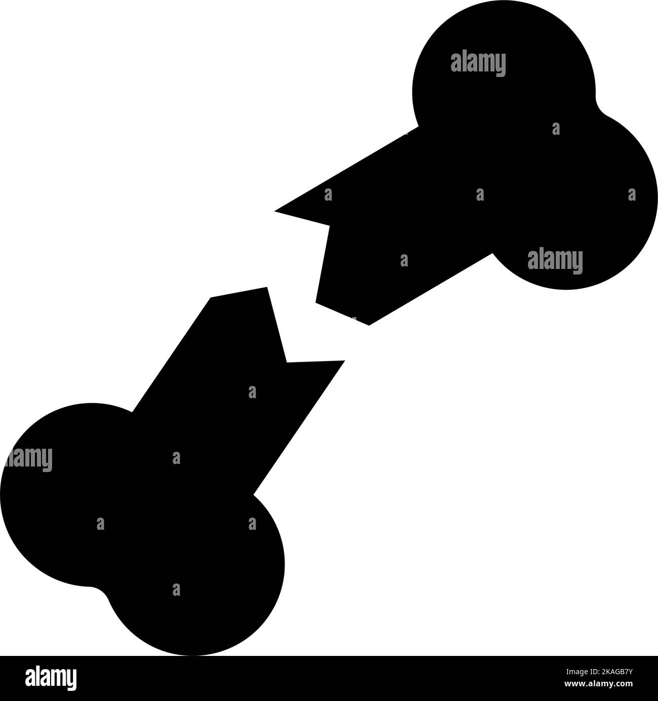 Broken bone silhouette. Black broken bone icon. Orthopedics, medical ...