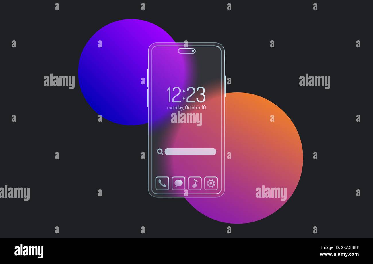 Smartphone mobile screen, technology mobile display light. Vector ...