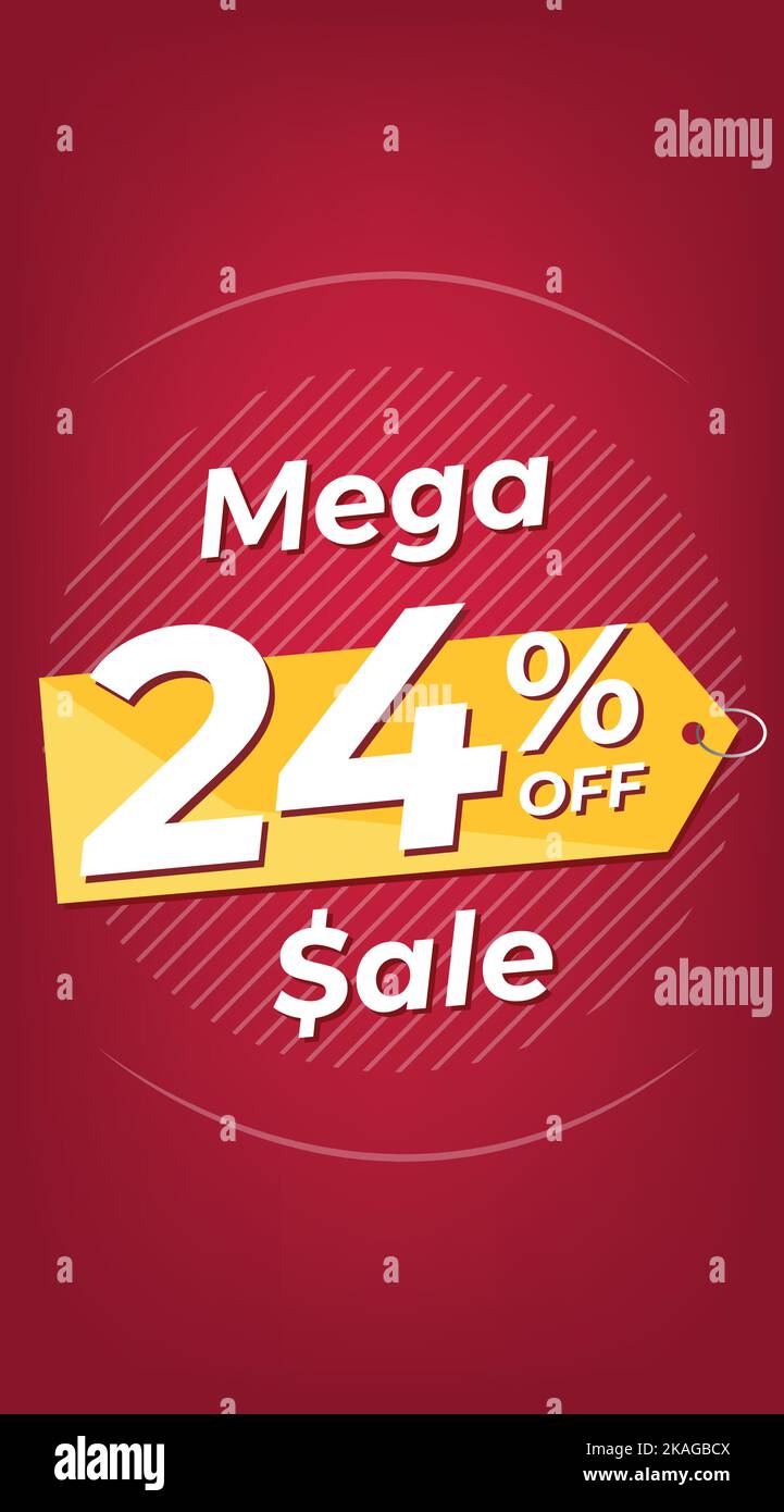 24% off. Red discount banner with twenty-four percent. Advertising for ...