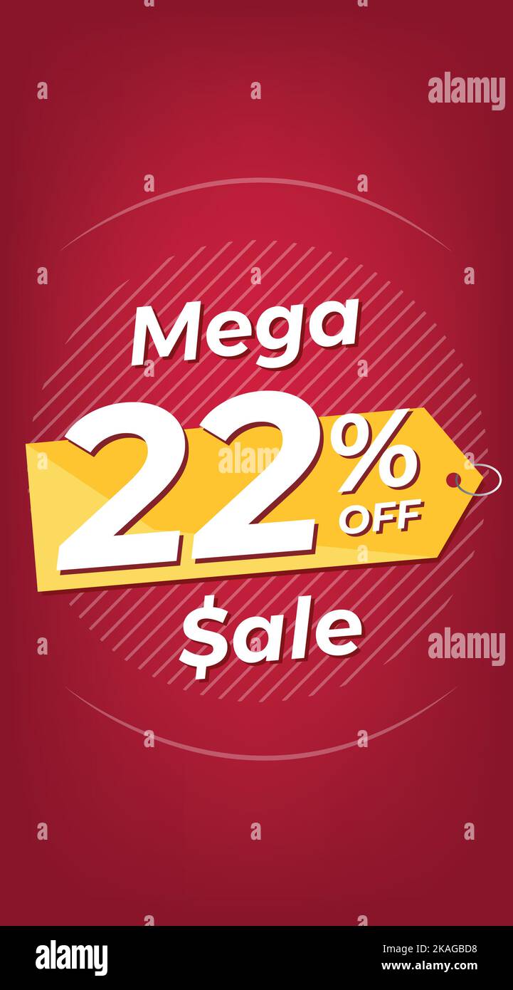 22% off. Red discount banner with twenty-two percent. Advertising for ...