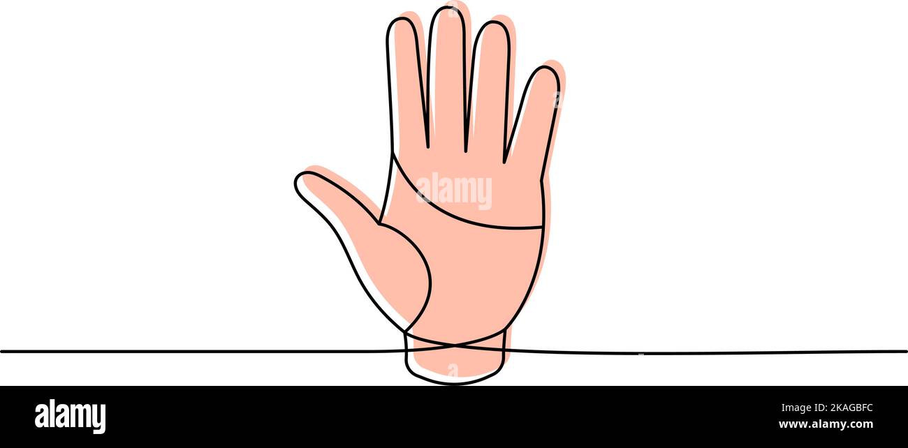 Human hand one line colored continuous drawing. Human organ continuous ...