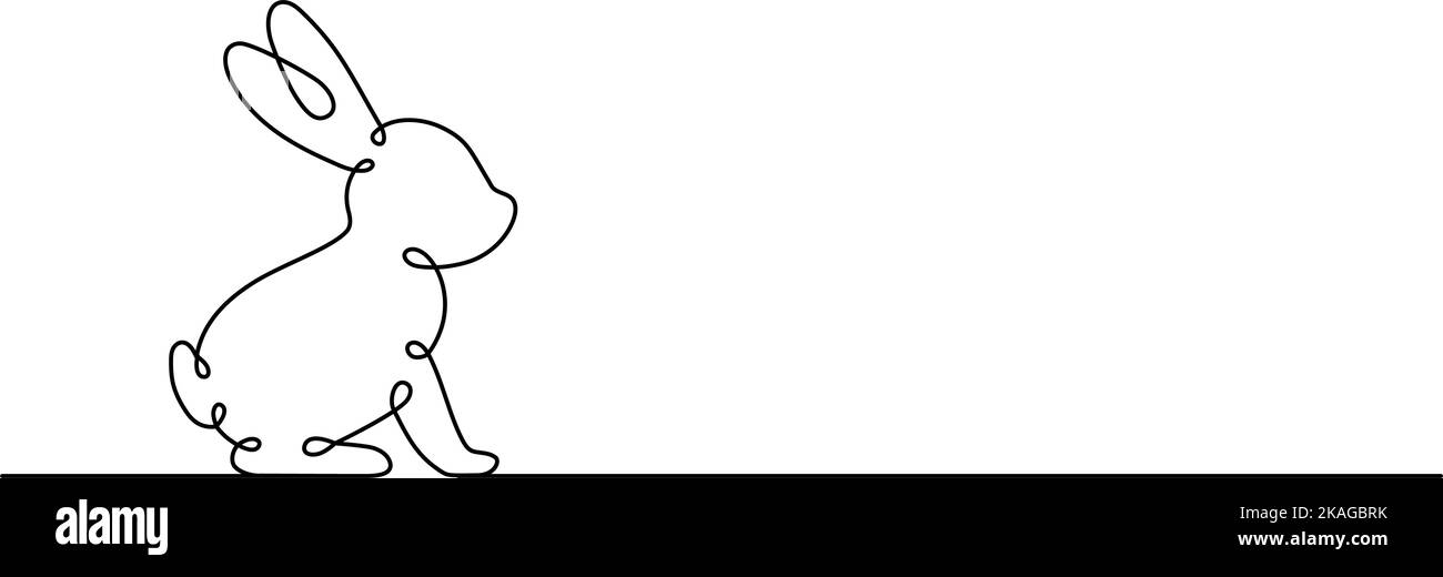 Rabbit one line continuous drawing. Hare continuous one line ...