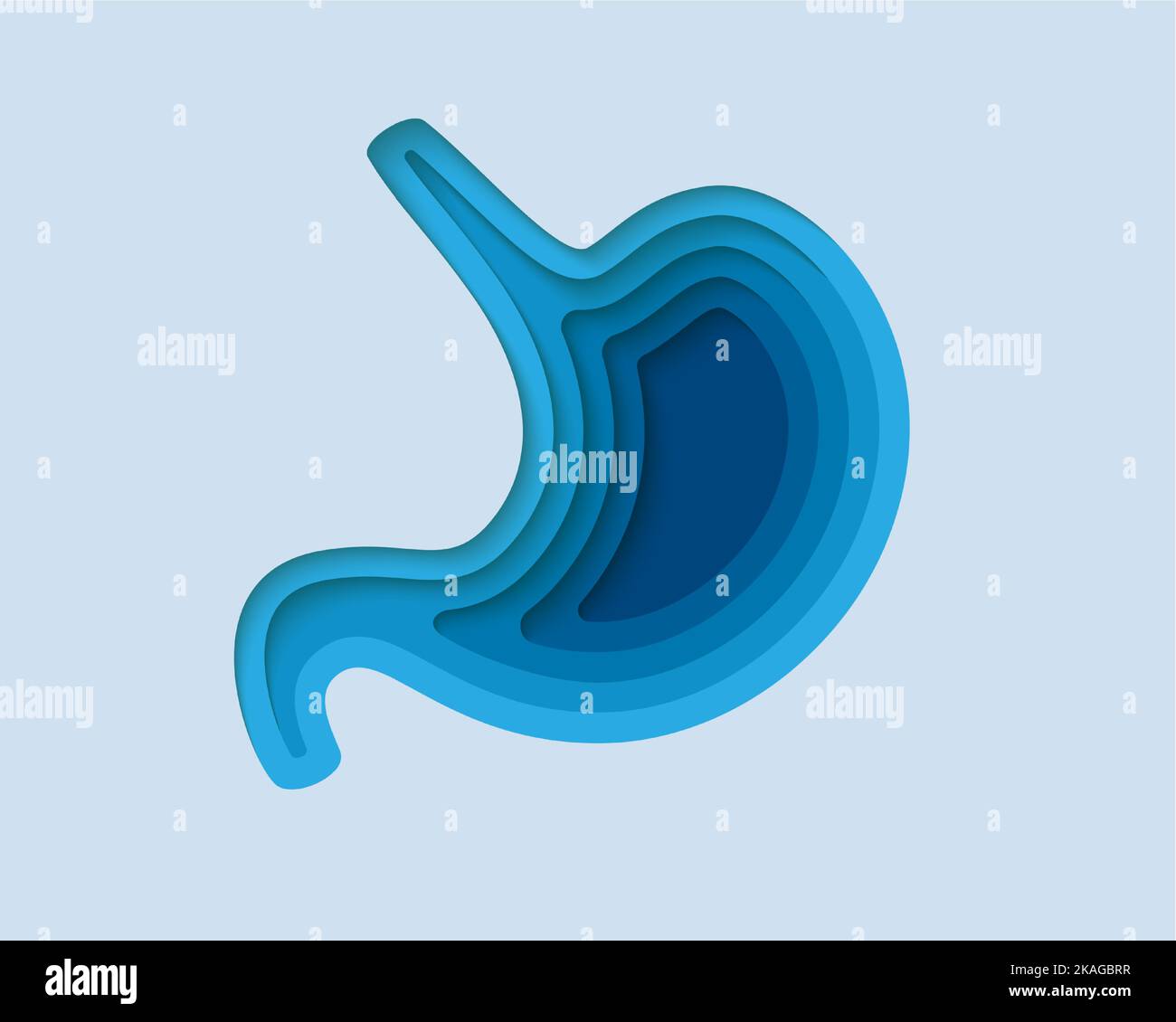 Stomach 3d symbol in paper cut style. Digestive system, human ...