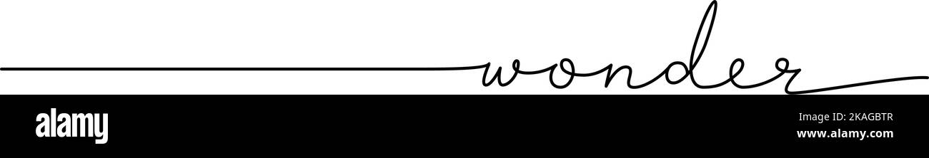 Wonder word - continuous one line with word. Minimalistic drawing of ...