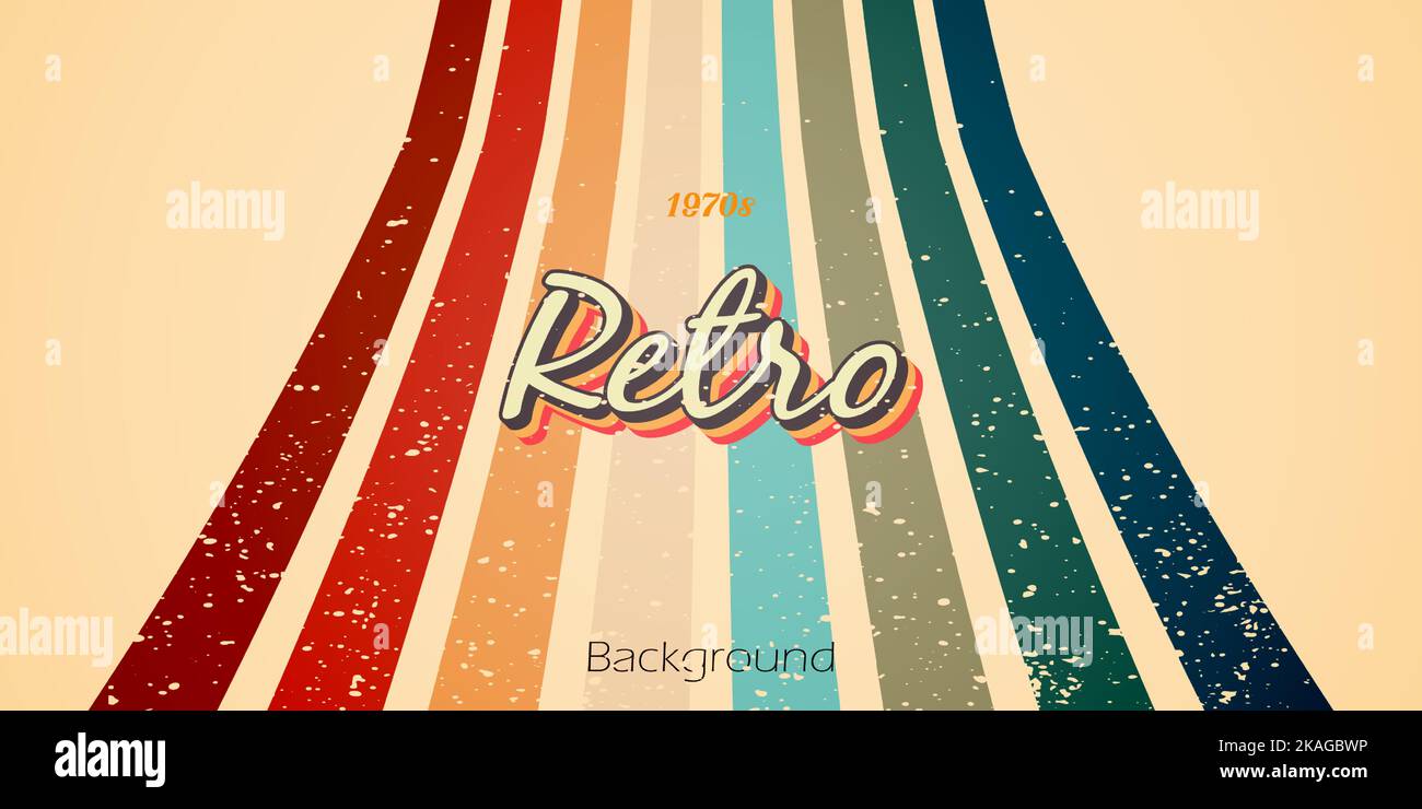 Retro style background with colorful lines and grunge texture vintage ...